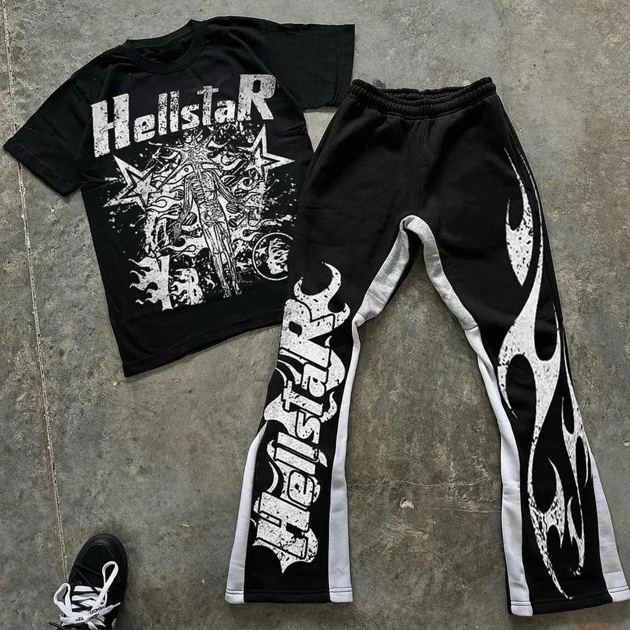 Hellstar Flame Abstract Human Graphics Tee & Flared... | Depop