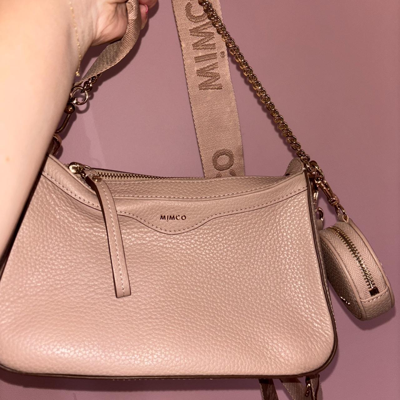 Beige Jett Mimco crossbody bag with gold hardware.... - Depop
