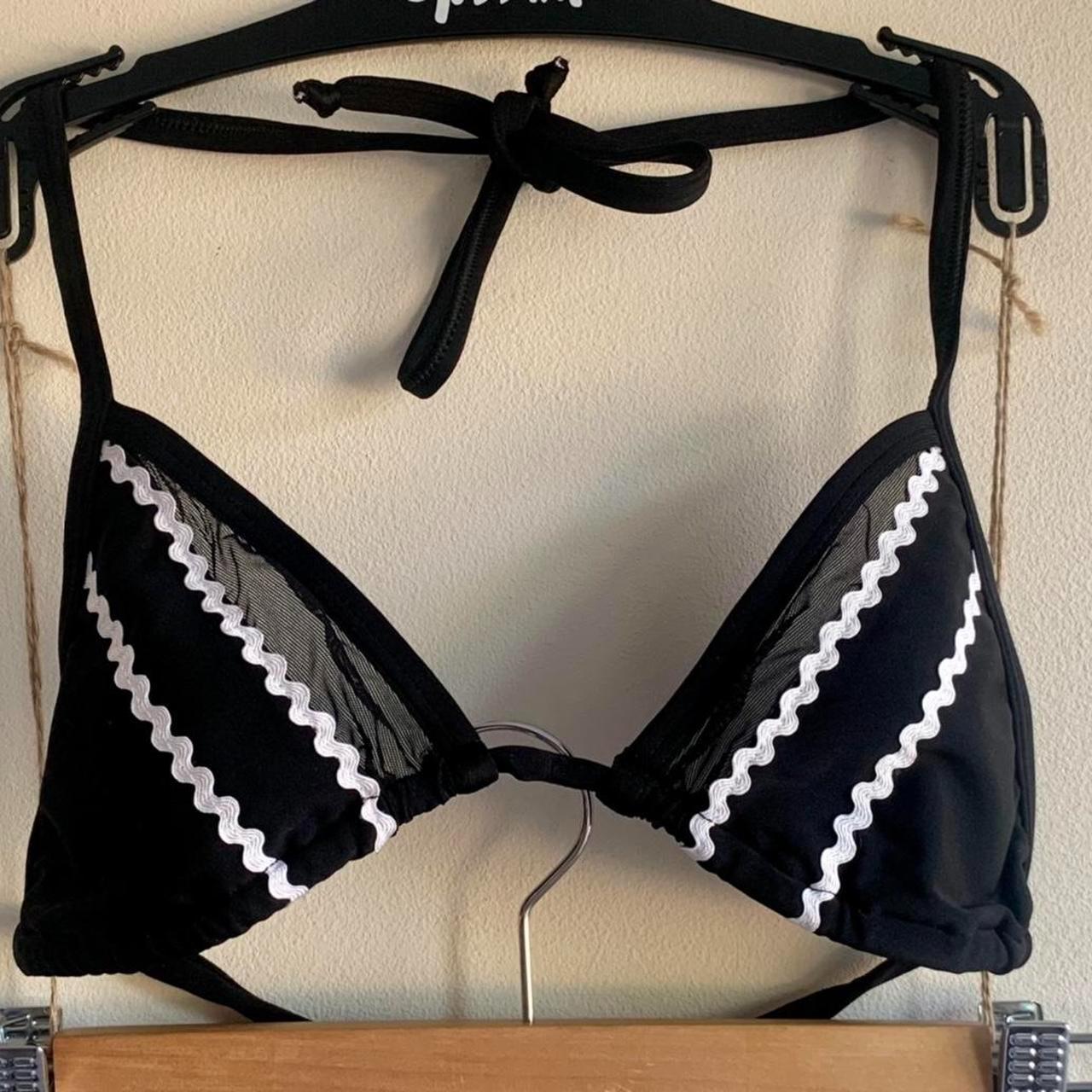 Brazilian bikini top unpadded triangle halter neck,... - Depop