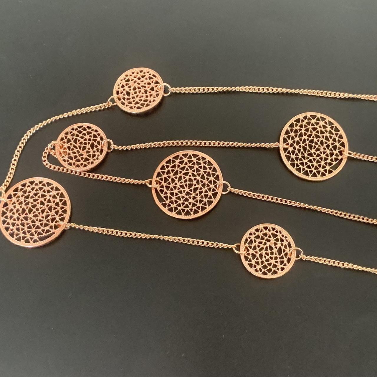 Filagree Coin long necklace Rose Gold plated can be... - Depop