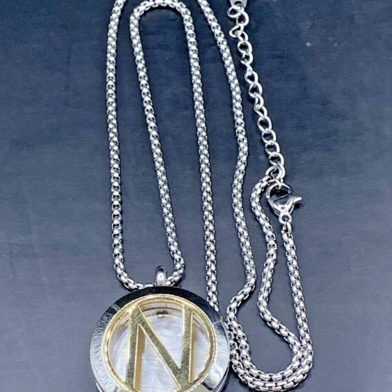 Locket H Initial Letter Necklace, 316L stainless... | Depop