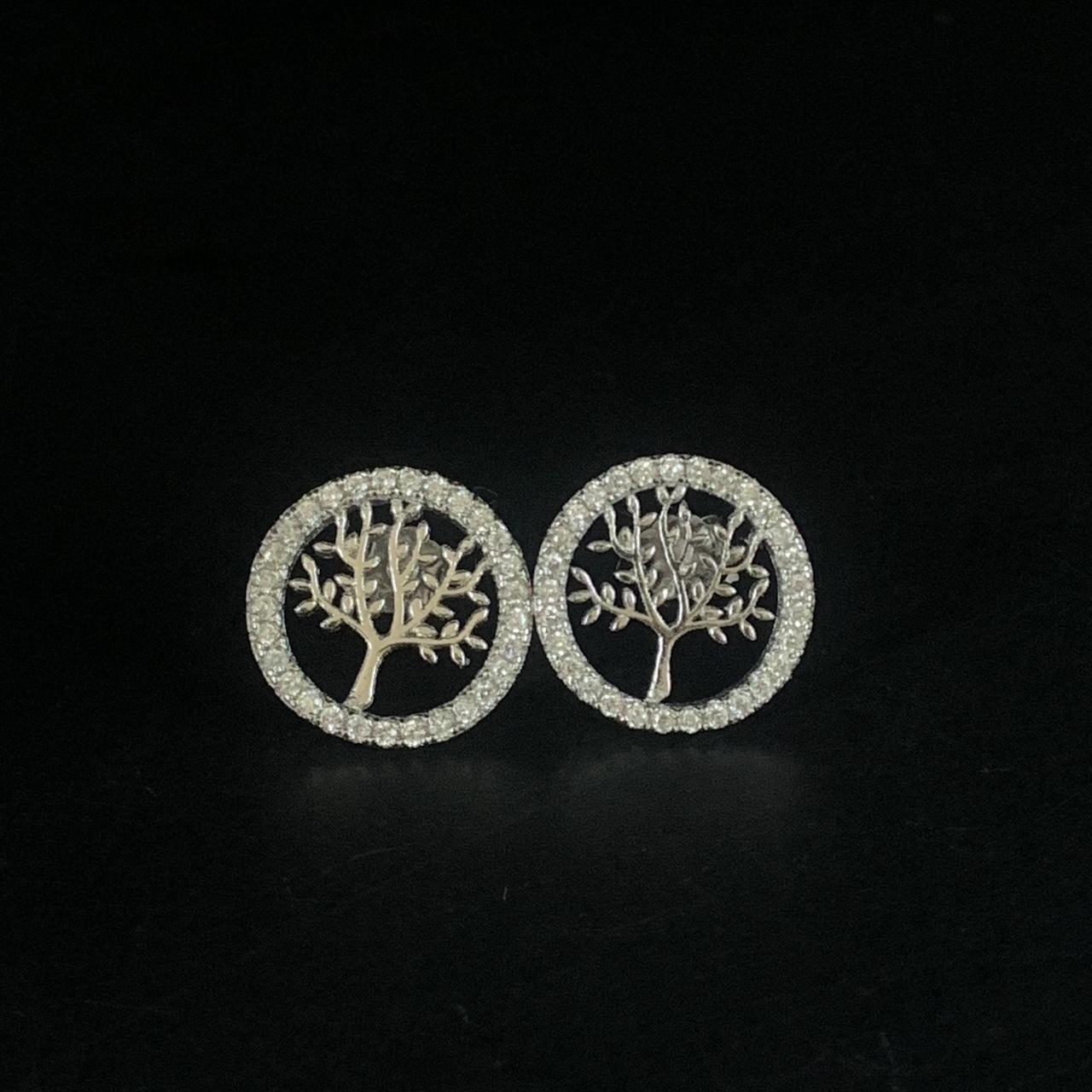 Tree of Life stud Earrings, 925 sterling silver CZ... - Depop