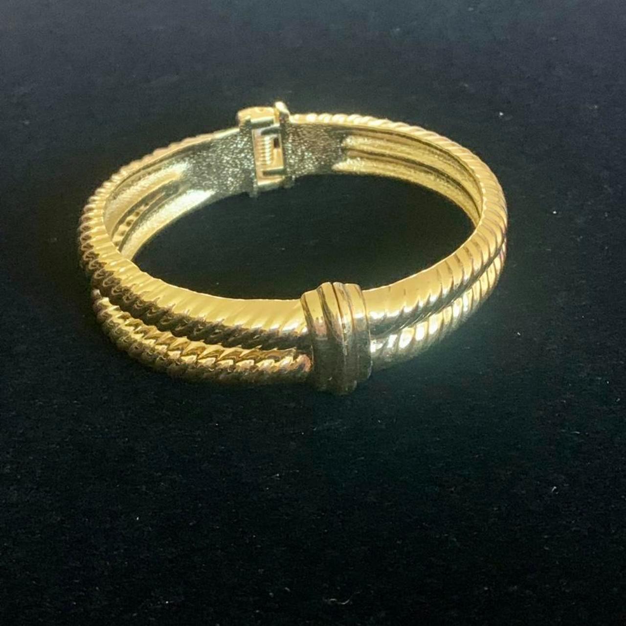 Vintage Bangle Rope design Gold Plated hinged... - Depop