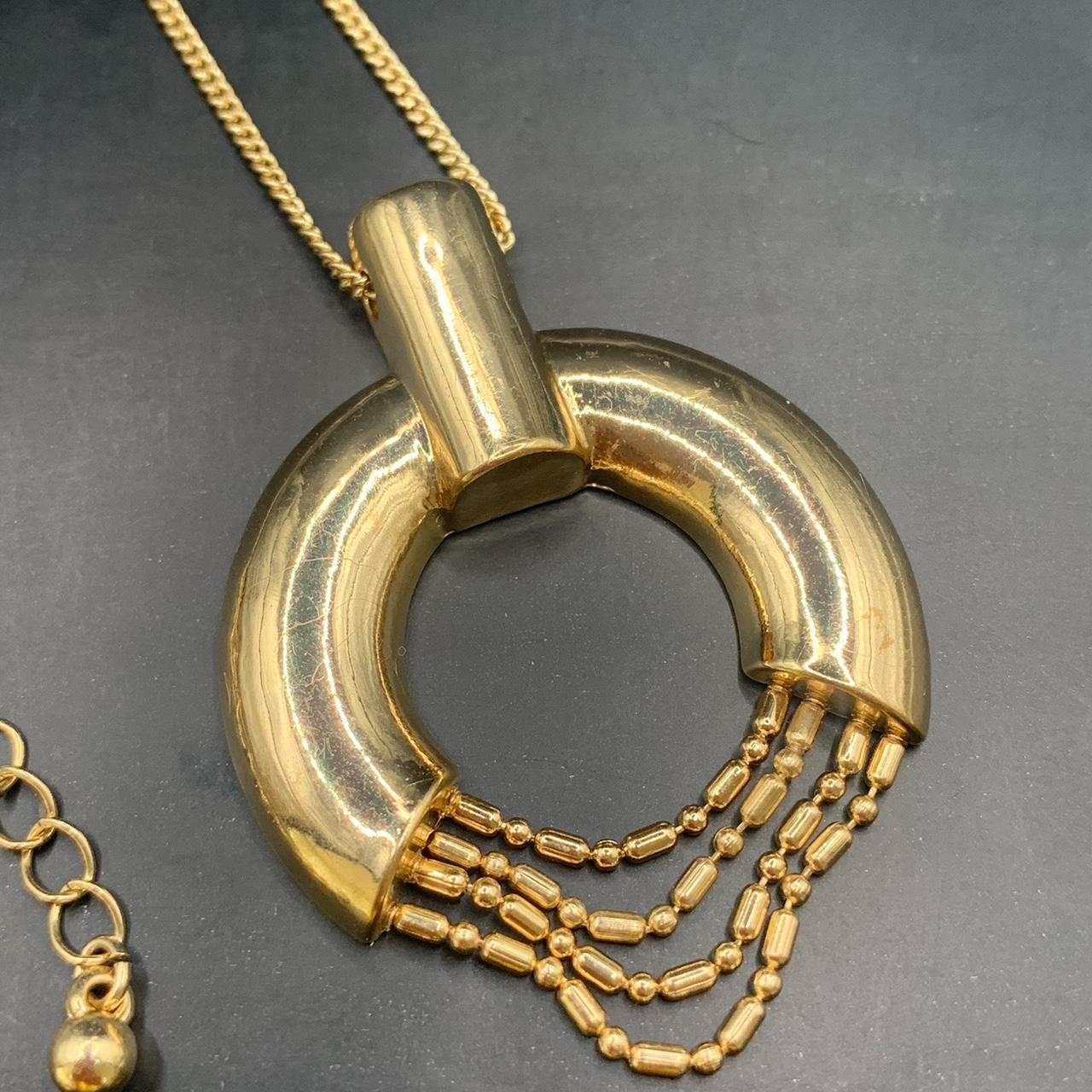 SECOND Long Statement Necklace Gold pendant... - Depop