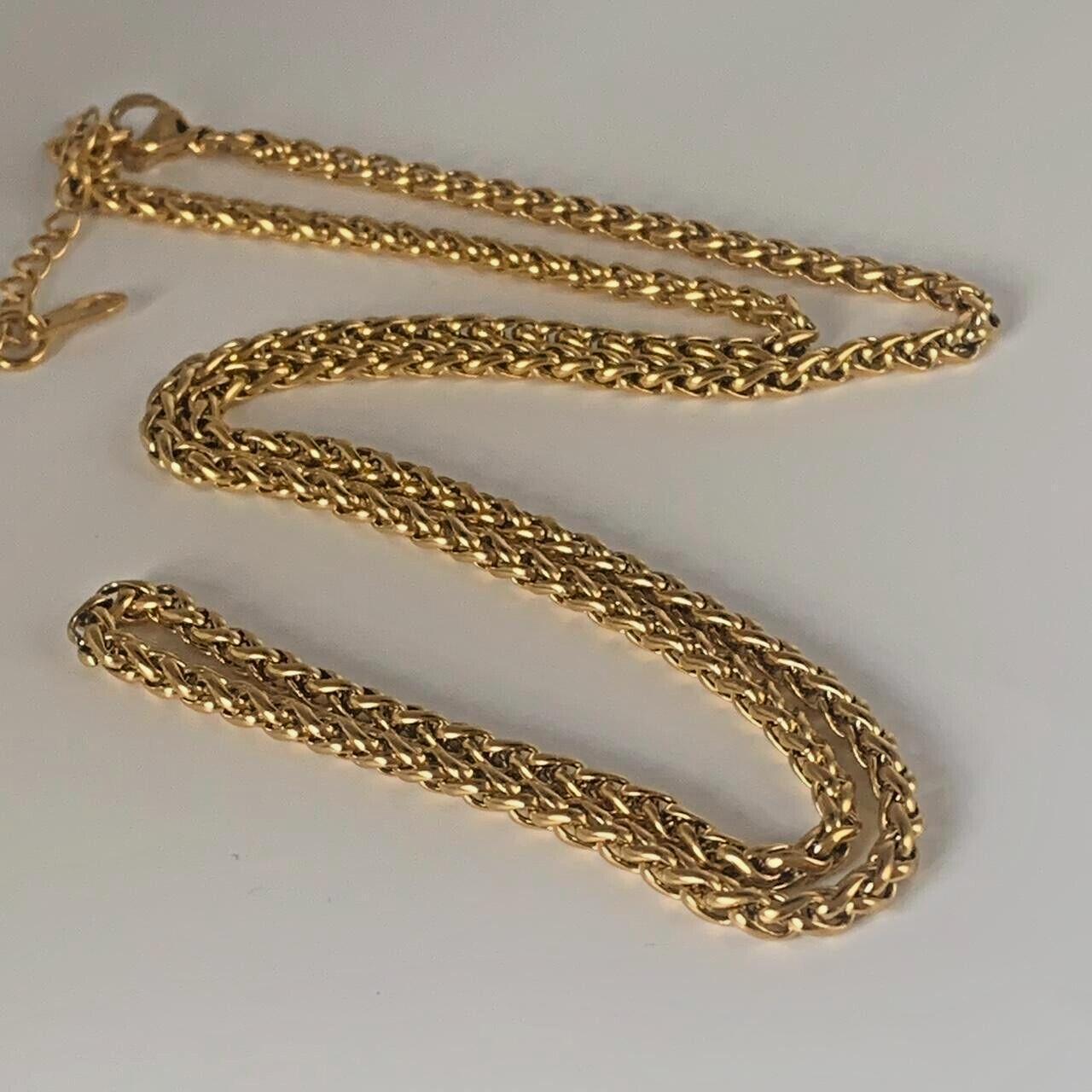 Wheat chain Necklace 18CT gold plated 316L stainless... - Depop