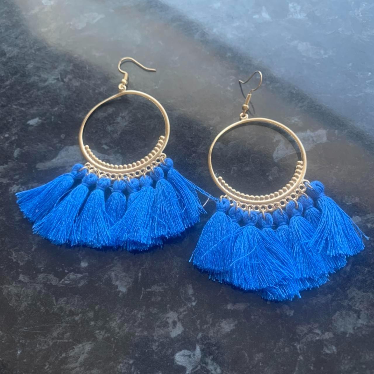 £3 CLEARANCE SALE dangle hoop earrings Tassel... - Depop