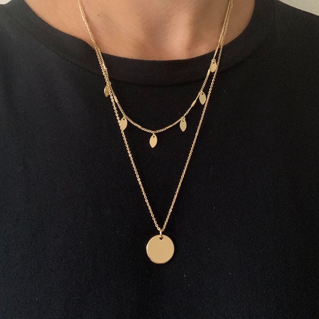 multilayer necklace coin & teardrop gold #gift... - Depop