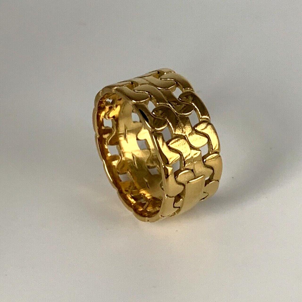 Chunky Cuban Chain Ring 18ct Gold plated 316L... | Depop