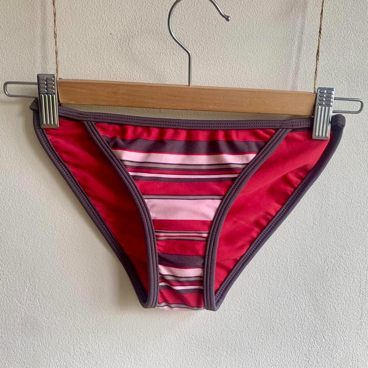Stripe Bikini Bottoms Fat Face Navy Retro stripe Red... - Depop