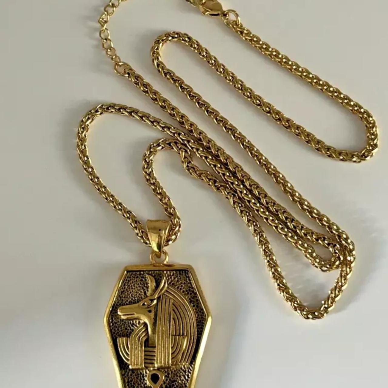 Necklace Anubis Eye of Horus Chain 18ct Gold Plated... | Depop