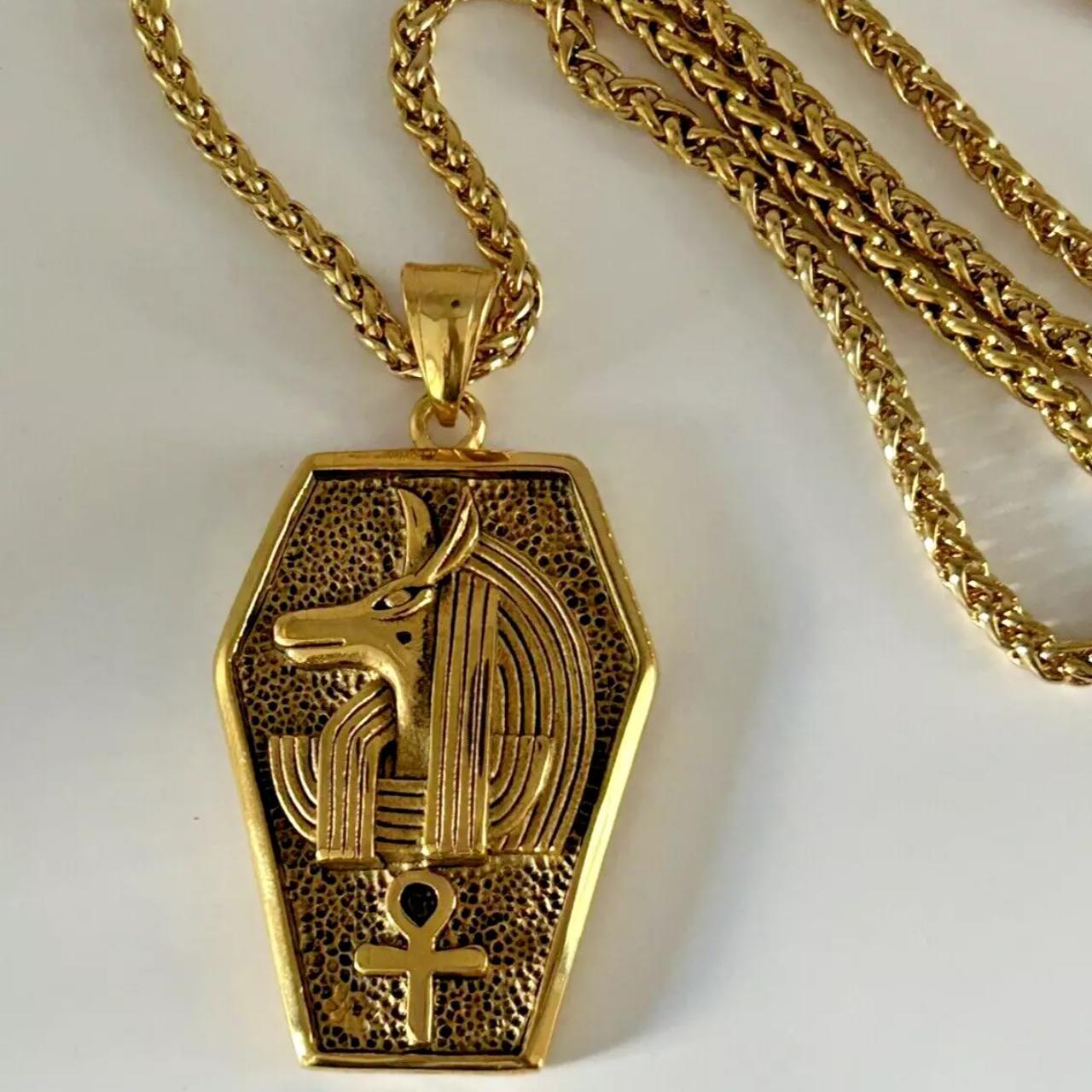 Necklace Anubis Eye of Horus Chain 18ct Gold Plated... | Depop