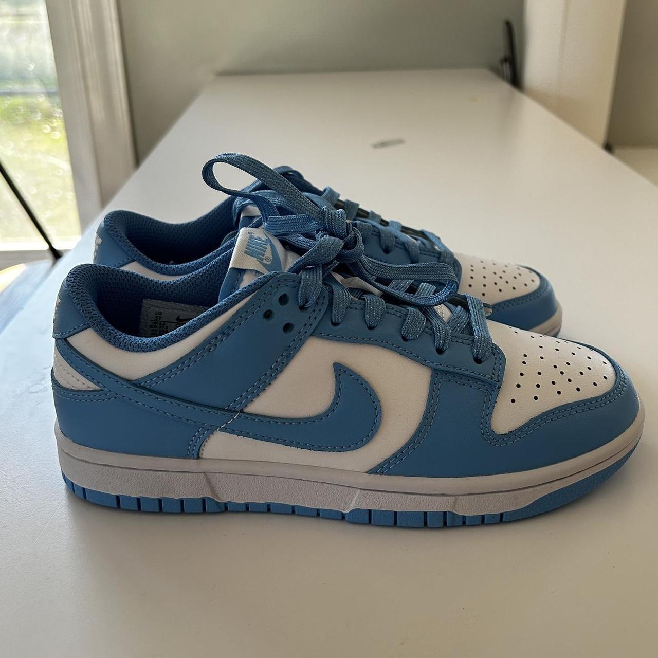 Nike dunks UNC color way; brand new; size 5Y - Depop