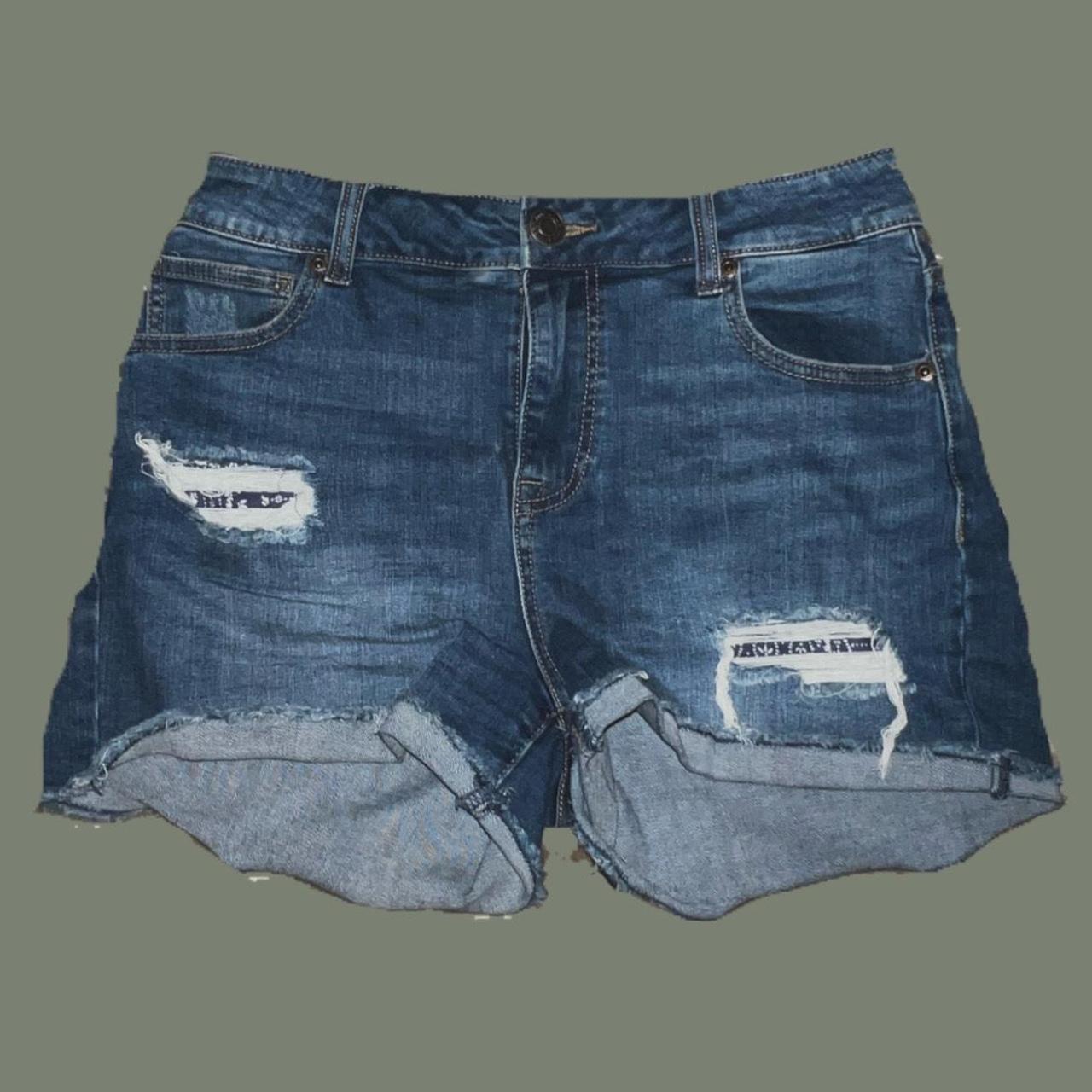 maurice’s ripped blue jean shorts fabric lined... - Depop