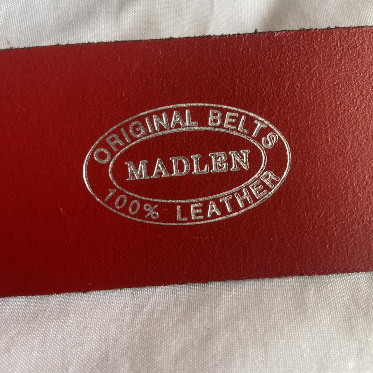 Red real leather silver hoops belt - Depop