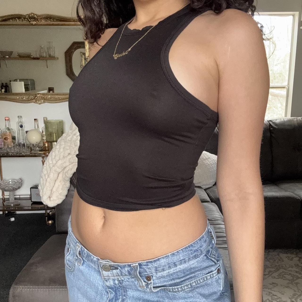 Black tank crop top from Olivia Rae Size reads XS... - Depop