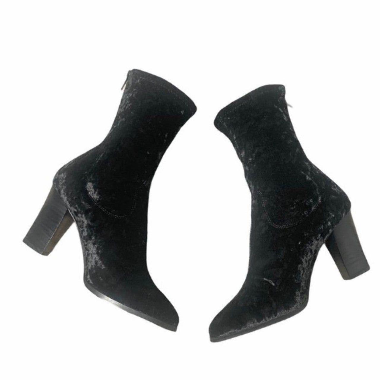 Black Crushed Velvet Sock Ankle Boots Brand: MPO... - Depop