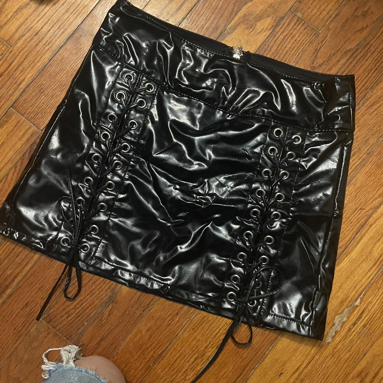Tripp NYC Black PVC mini skirt size small. #goth... - Depop
