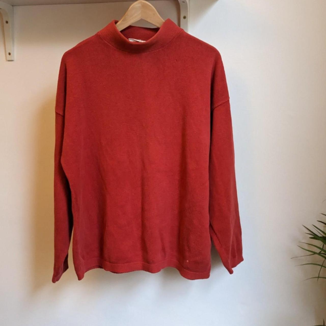 Red mock neck cotton jumper Such a sick jumper.... - Depop