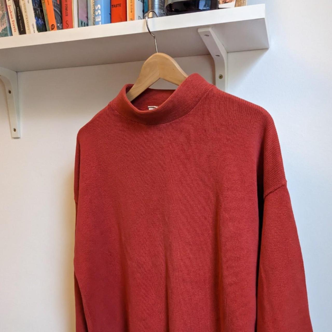 Red mock neck cotton jumper Such a sick jumper.... - Depop