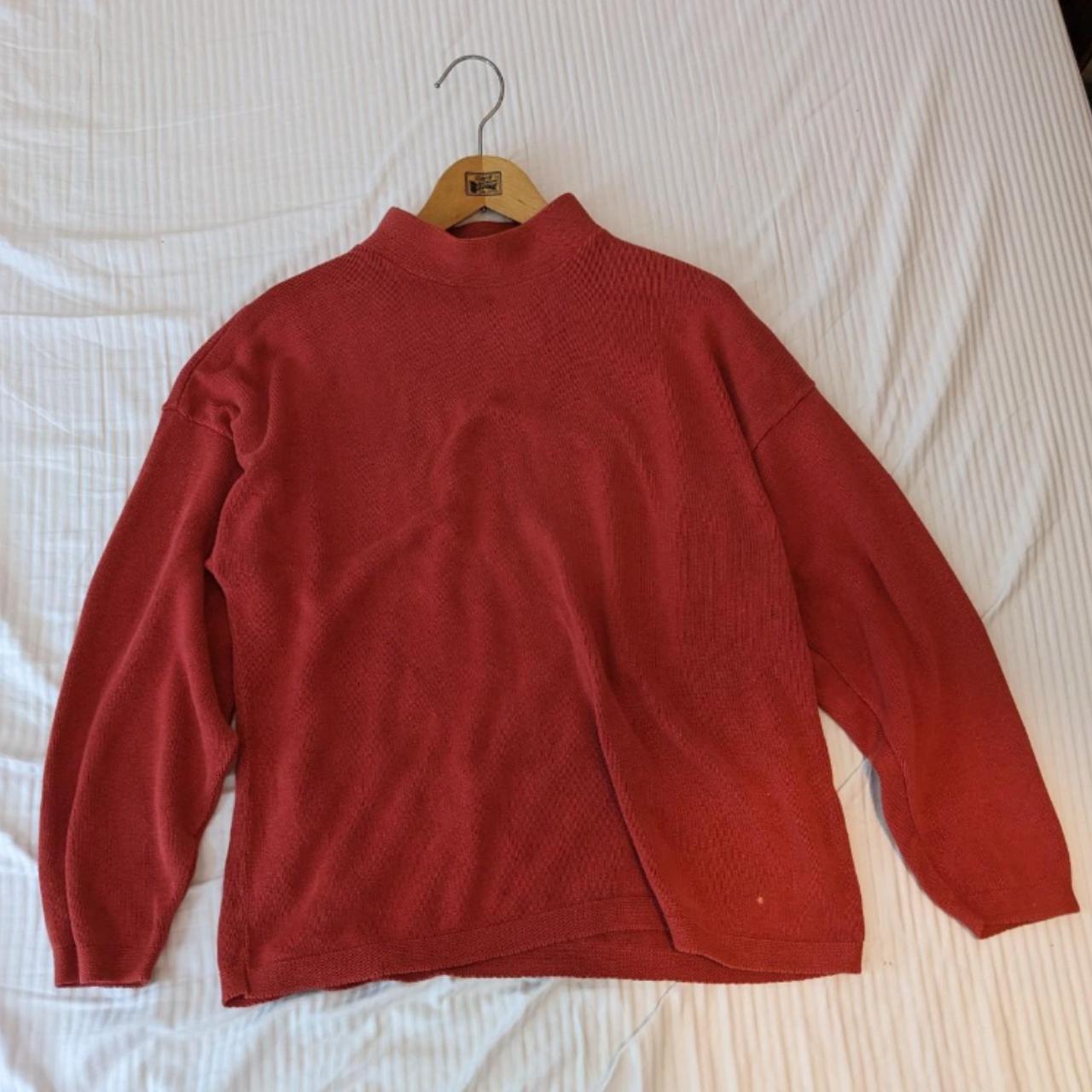Red mock neck cotton jumper Such a sick jumper.... - Depop