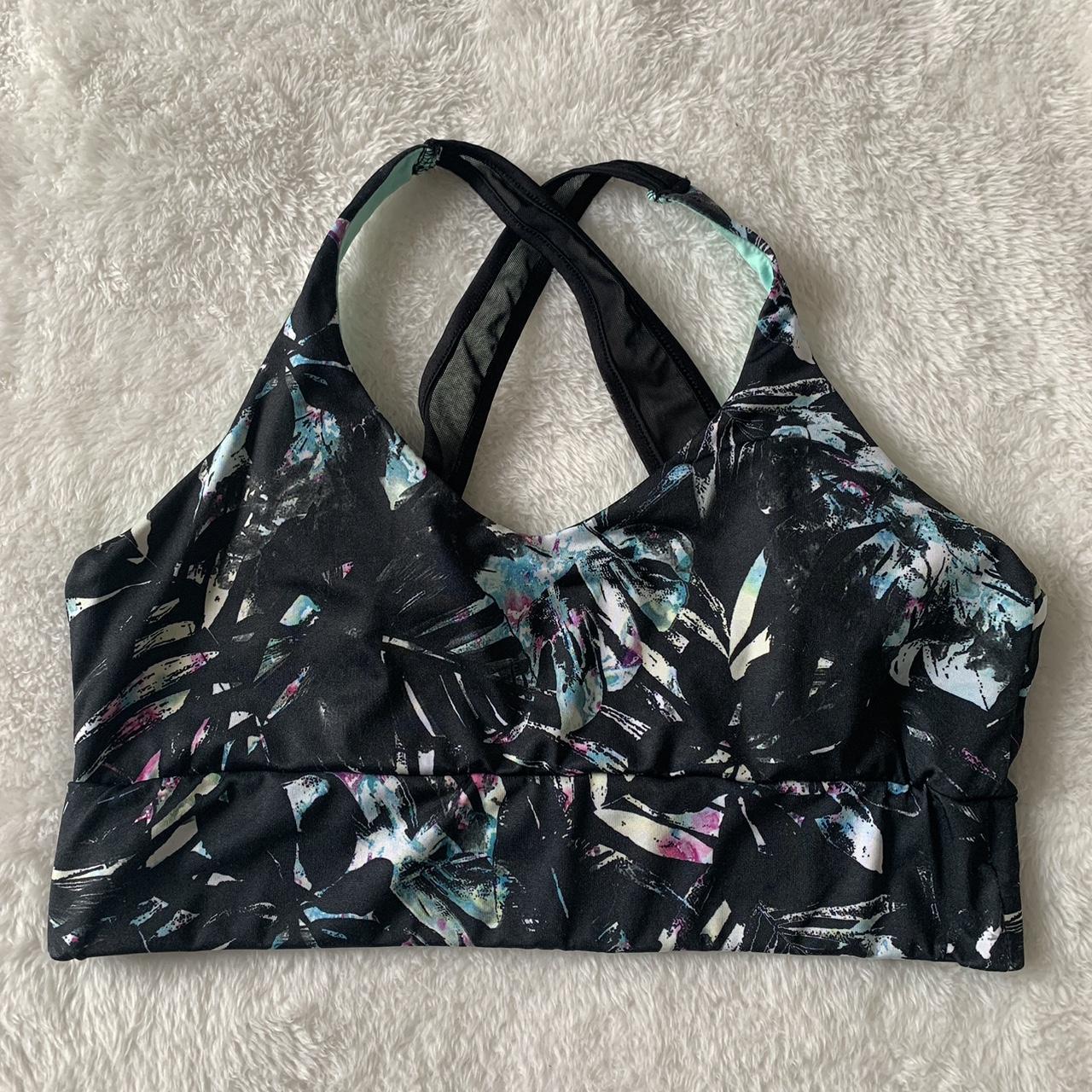 floral patterned sports bra. cross over straps.... - Depop