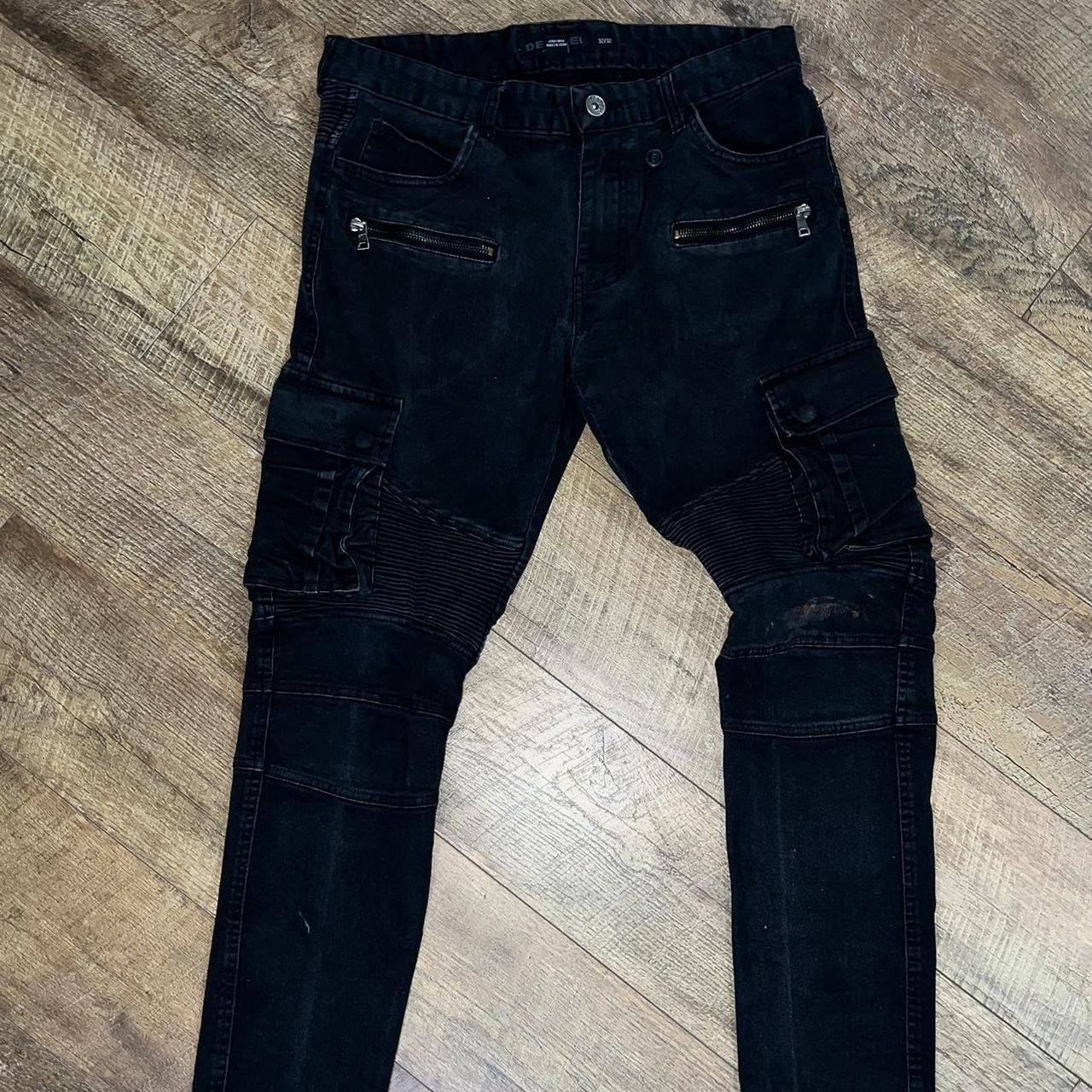 Decibel black ribbed pants (Men 32/32) hole in... - Depop