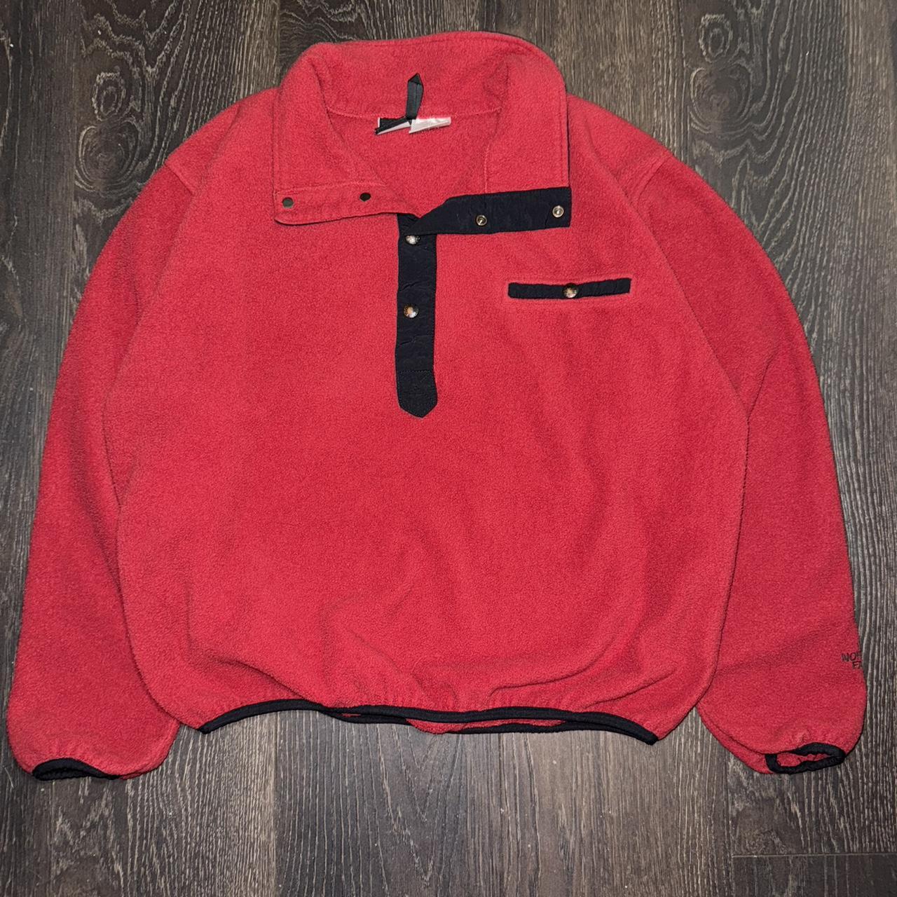 Vintage the north face red and black fleece sweater... | Depop