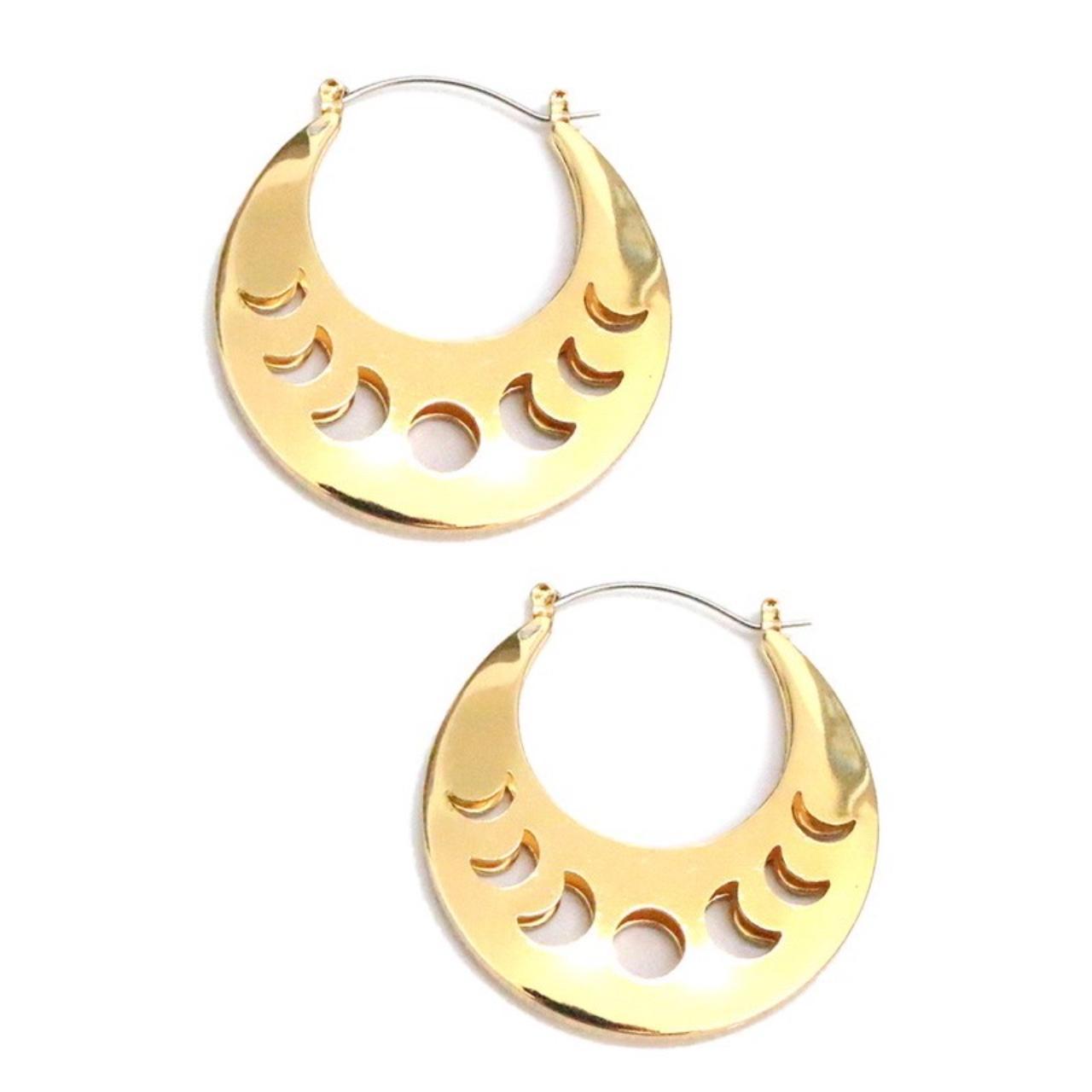 NIKKI CUT OUT MOON HOOP EARRINGS Moon phase... - Depop