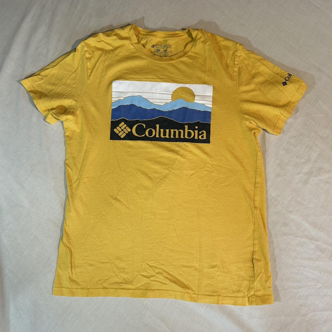 Columbia Yellow t shirt// Size:Medium #columbia... - Depop