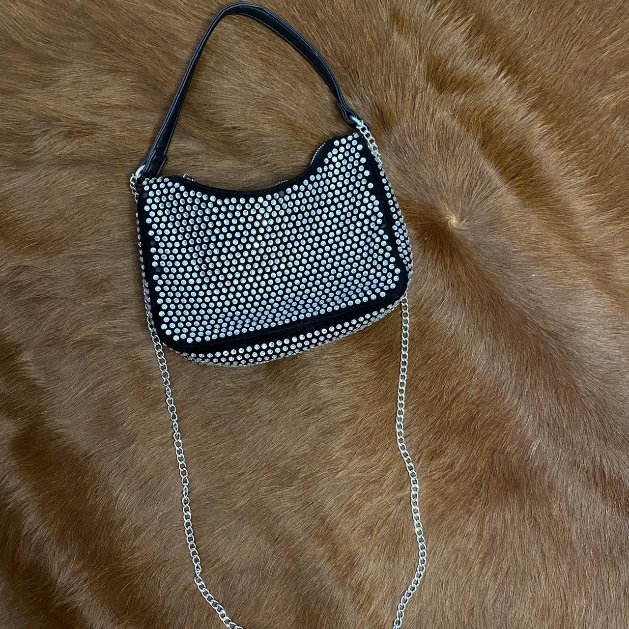 Black & Silver Chain Purse - Depop