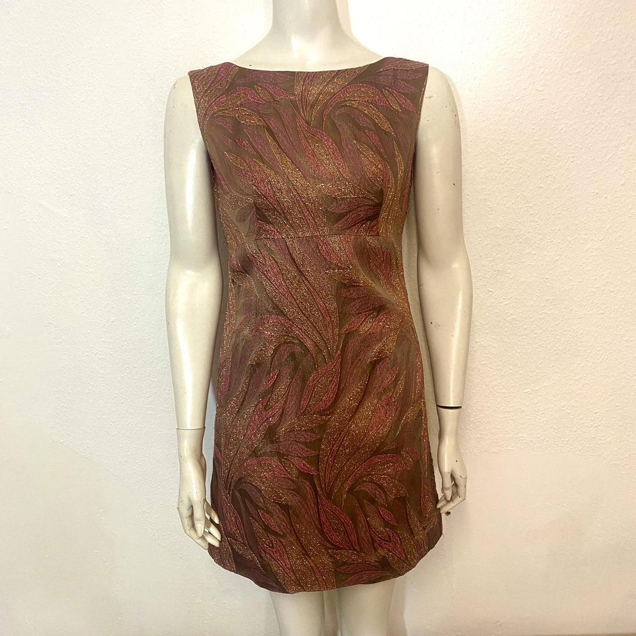 Vintage 60s micro mini dress metallic shift dress by... - Depop