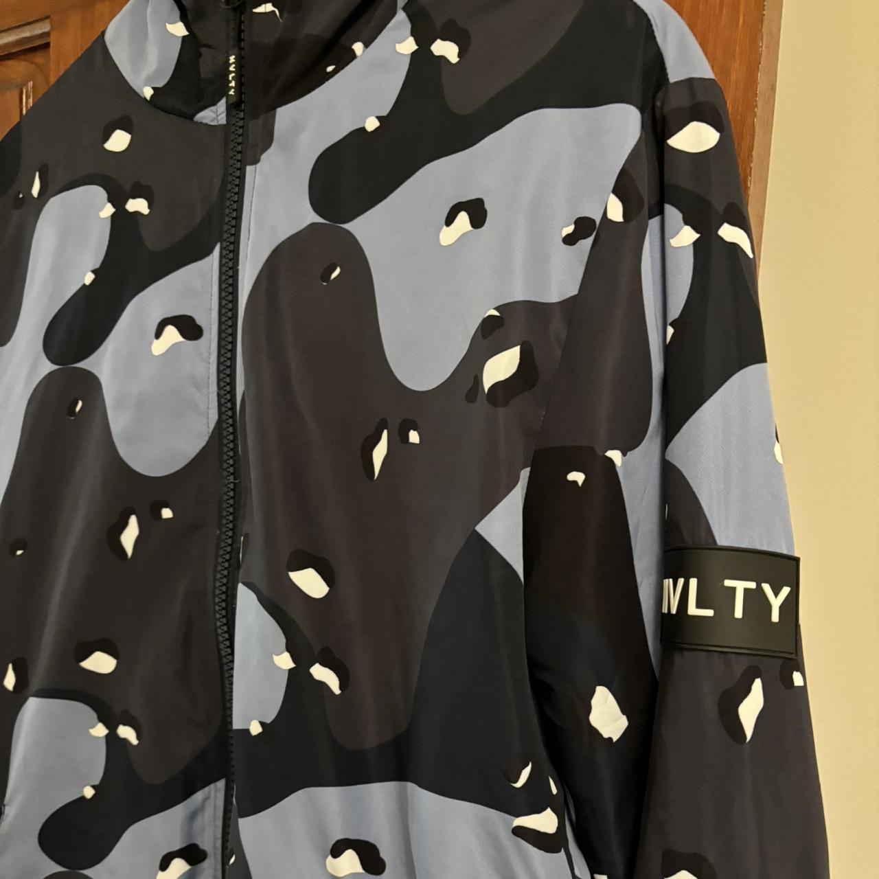 NVLTY paint splatter blue wind breaker Open to... - Depop