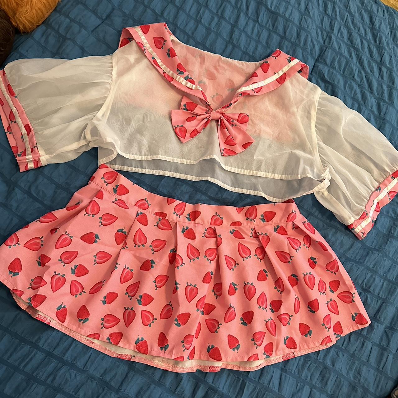 Strawberry Sailor Fit 🍓large♥️ #Strawberry #Lingerie... - Depop