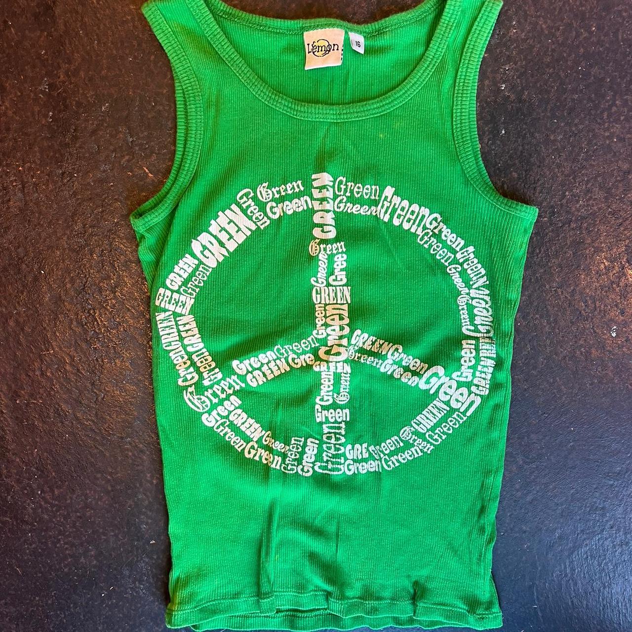 Green peace sign tank top #peacevibes | Depop