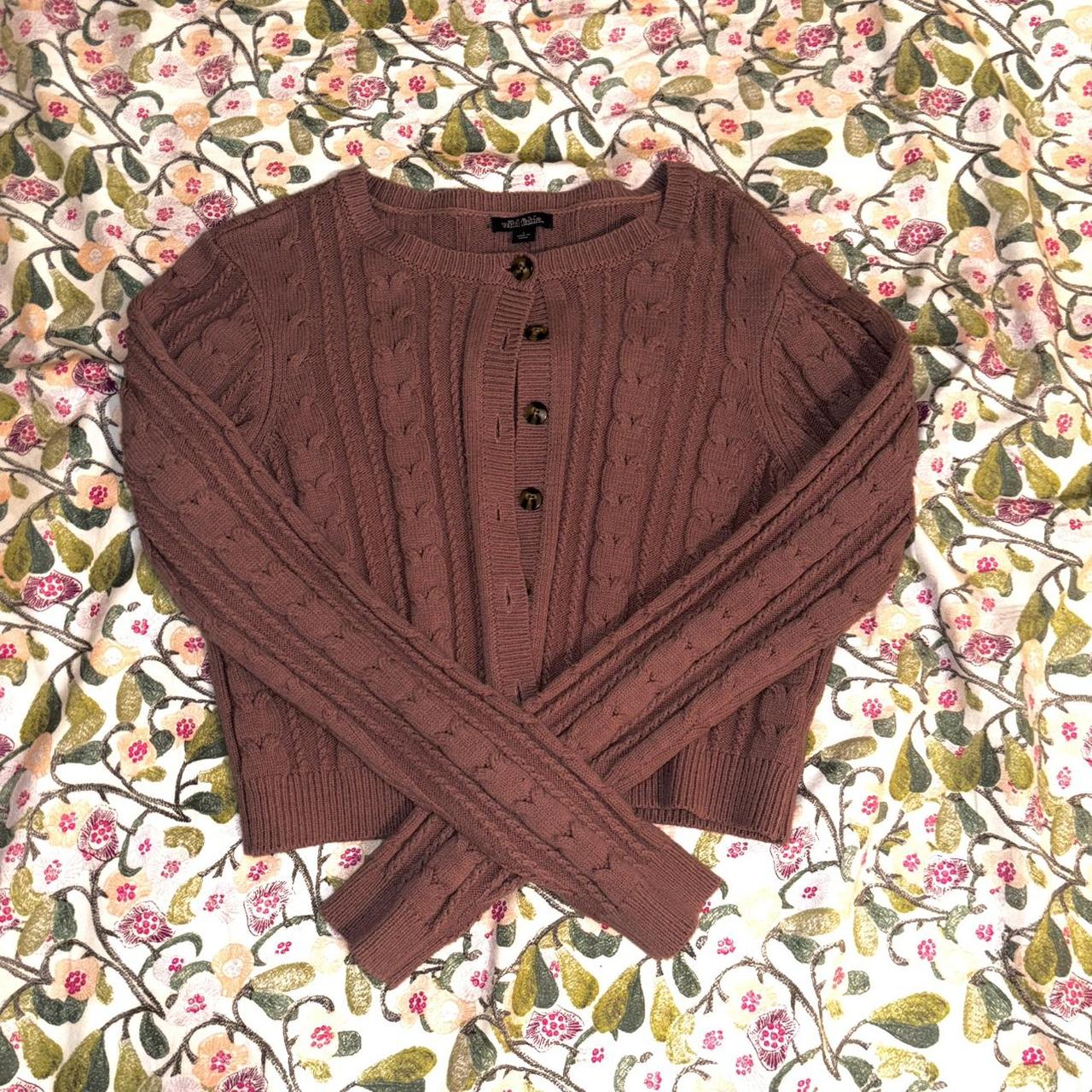 mauve wild fable cable knit cropped cardigan with... | Depop