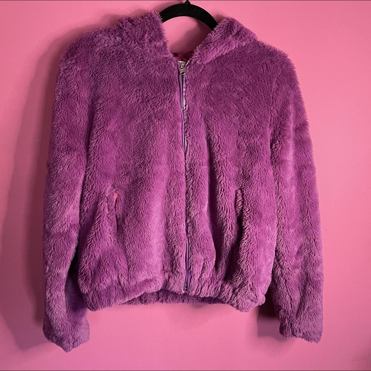 Fuzzy purple jacket So soft and in great condition... - Depop