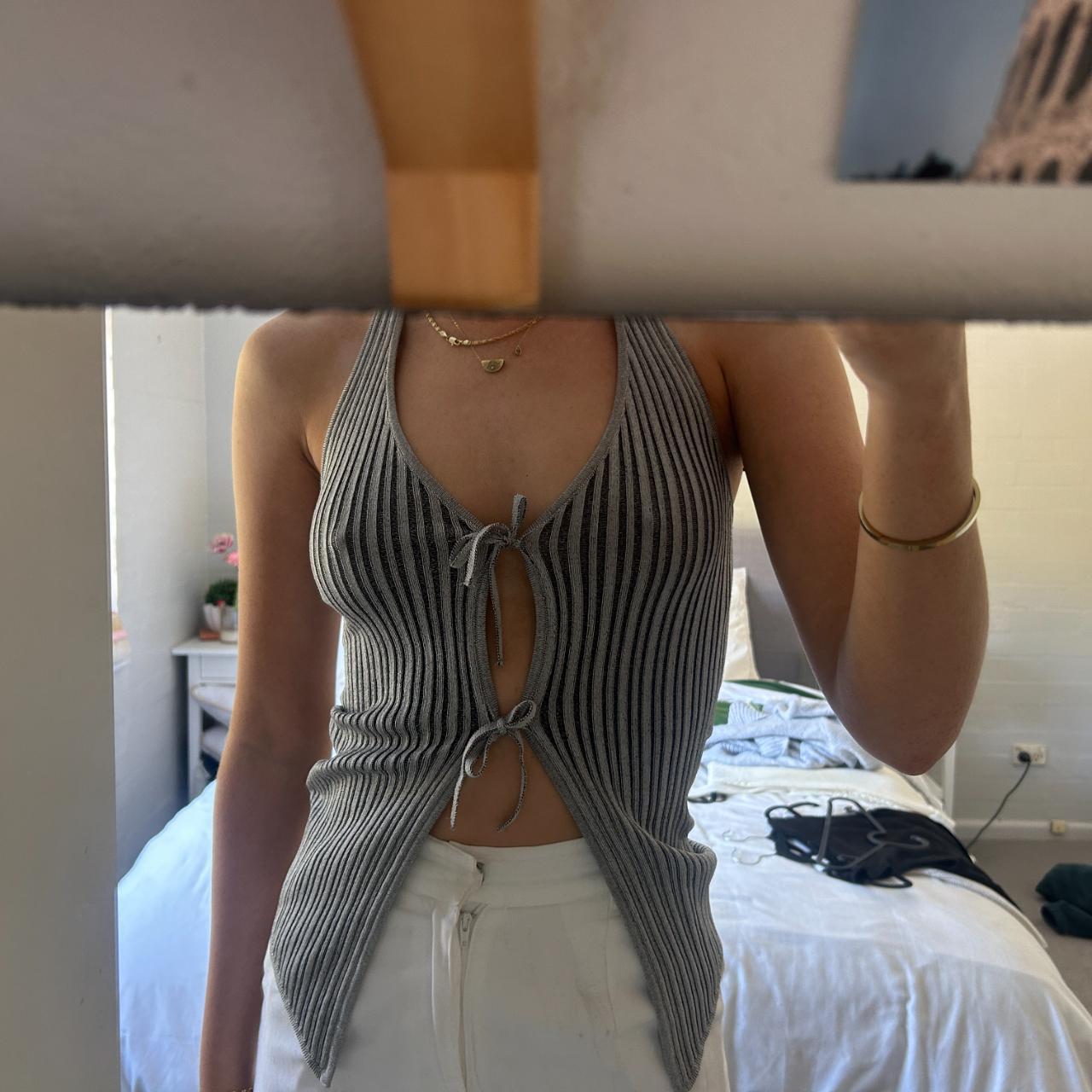 Grey/silver glassons halter/vest Never worn size... - Depop