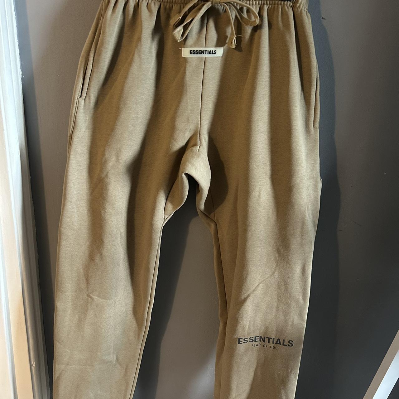 Essentials beige women’s joggers Never been worn - Depop