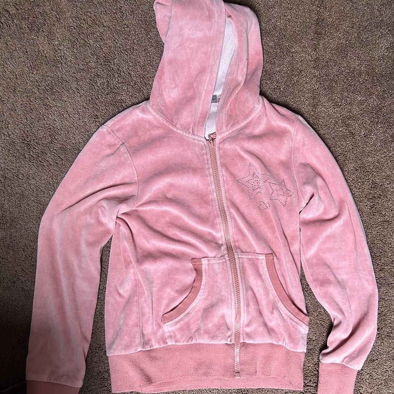 SUPER CUTE BABY PINK ZIP UP JACKET WITH STAR... - Depop