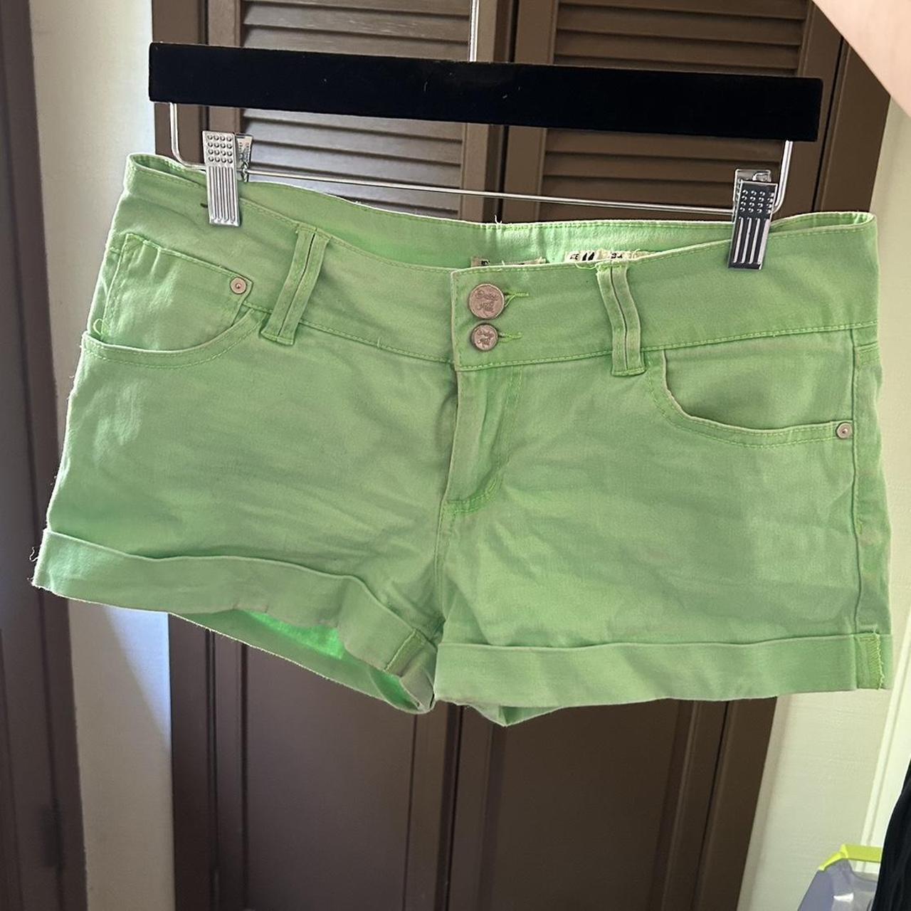 VERY CUTE LIME GREEN DEMIN SHORTS VERY COMFY AND... - Depop