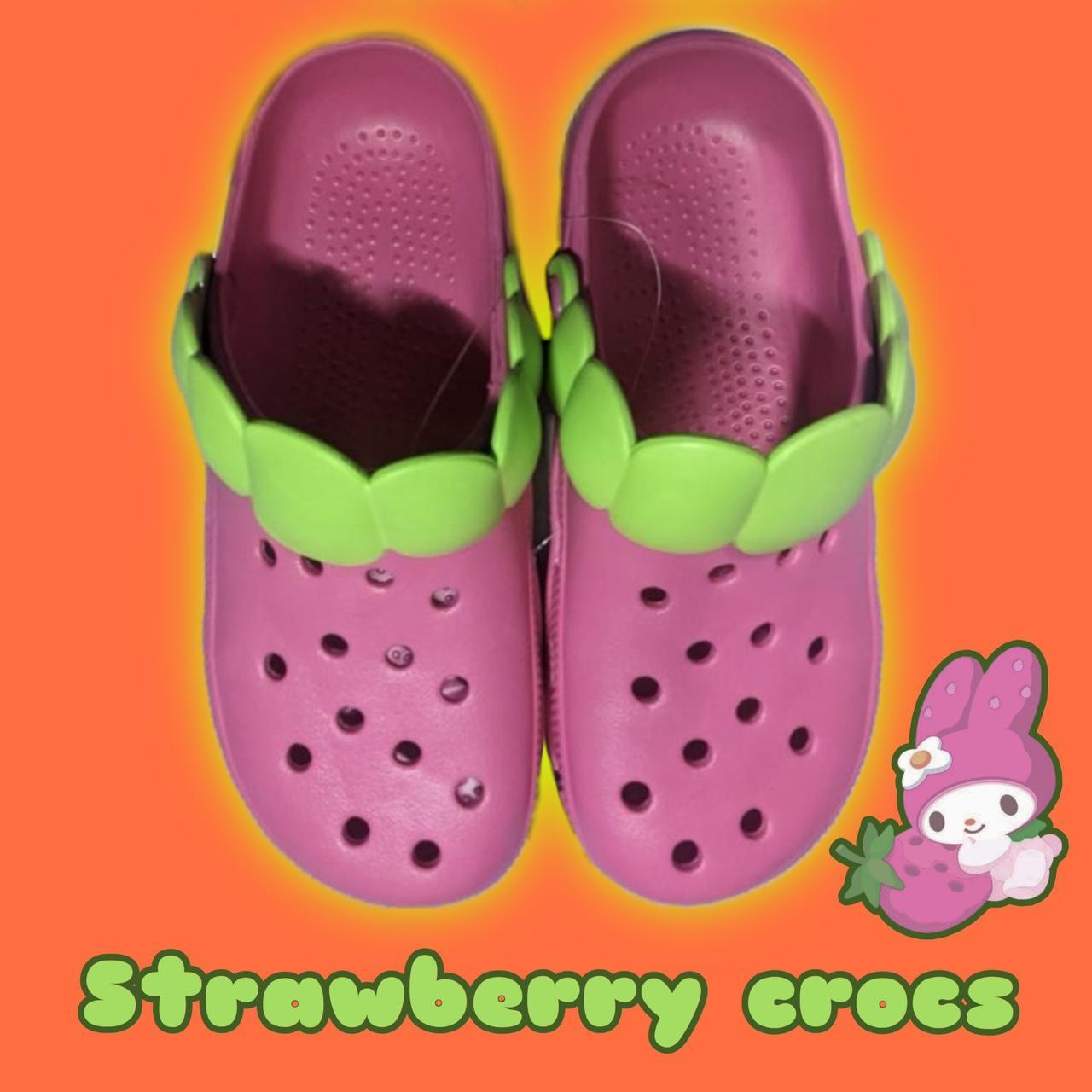 🎀 strawberry crocs / strawberry clog shoes 🎀 feel... - Depop