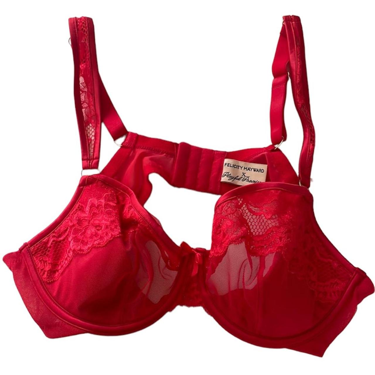 Red Lacy Bra Felicity Hayward x Playful Promises... - Depop