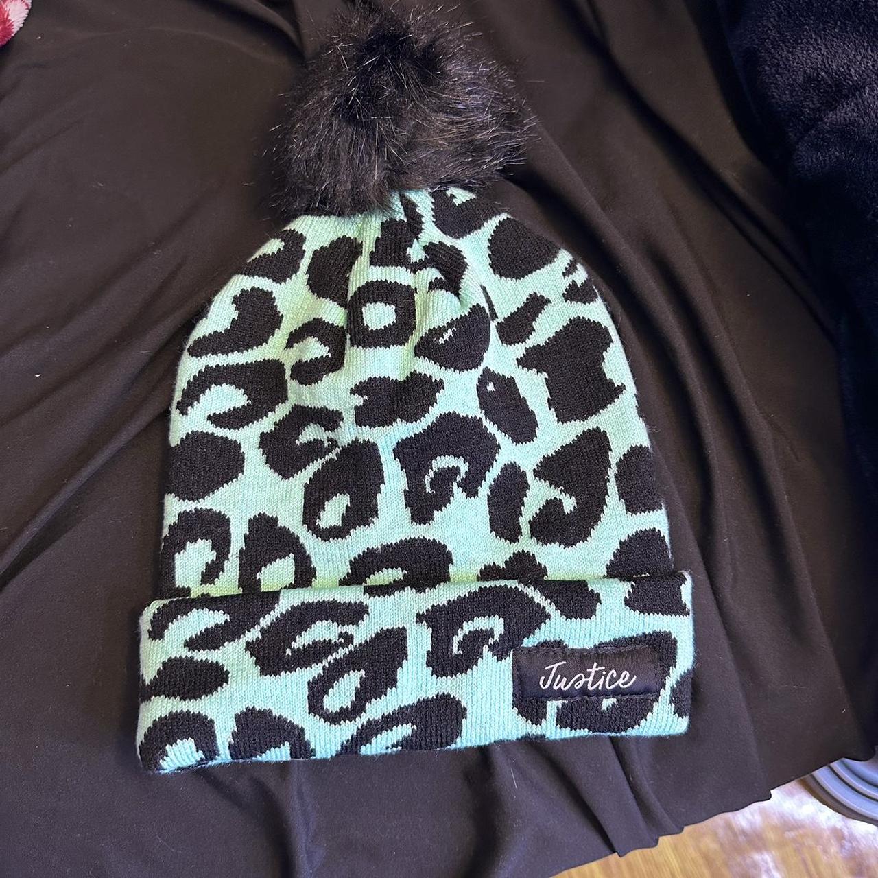 Justice blue cheetah/leopard print beanie. Brand... - Depop
