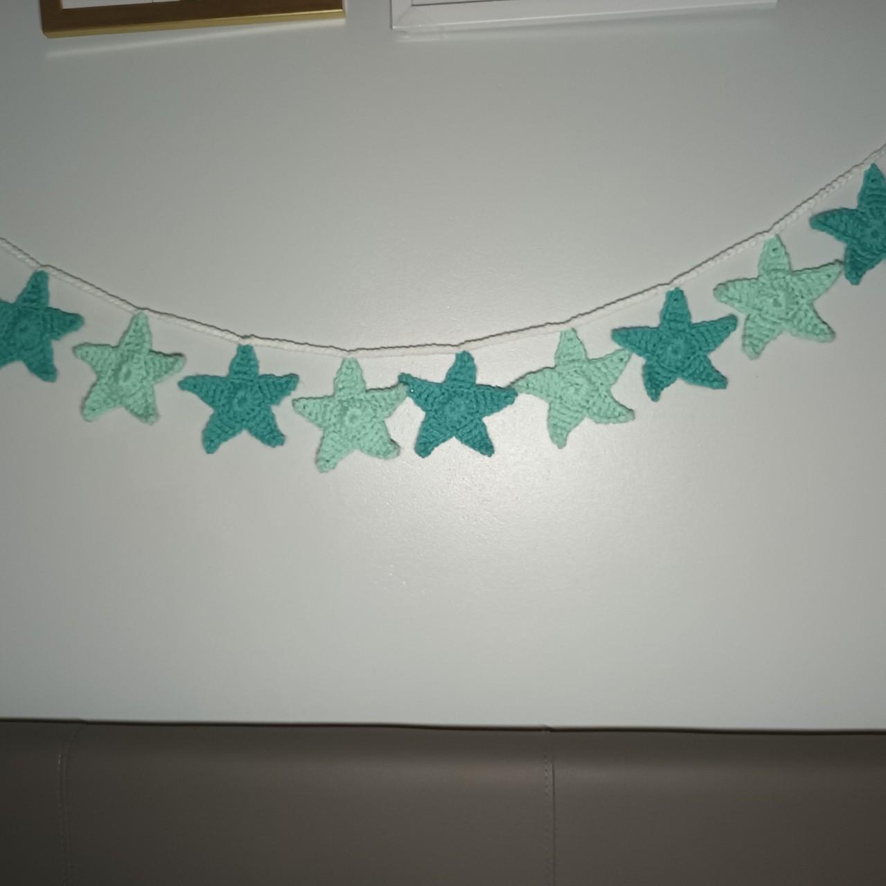 Handmade Crochet blue star garland / bunting ♡Each... - Depop