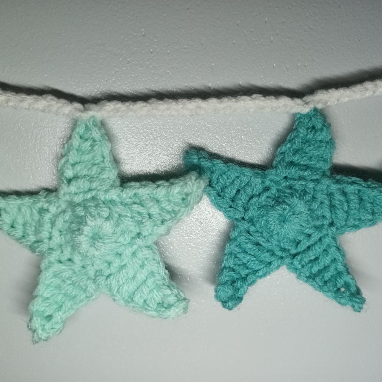 Handmade Crochet blue star garland / bunting ♡Each... - Depop