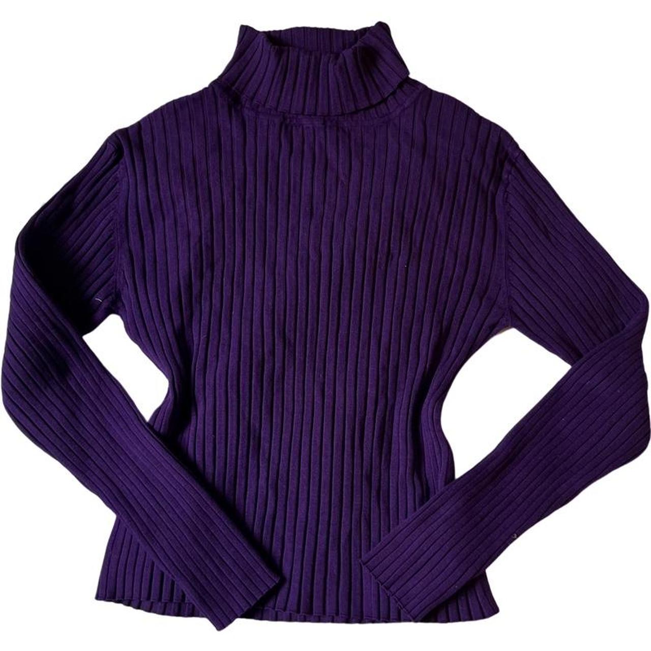 Vintage purple ribbed turtle neck No size but best... - Depop