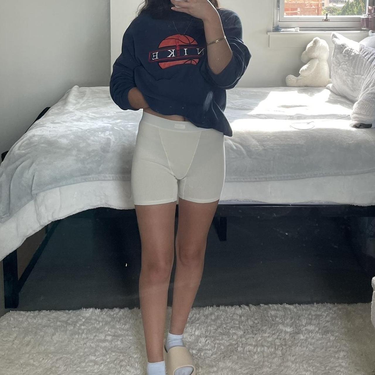 Skims Women's Cream Shorts | Depop