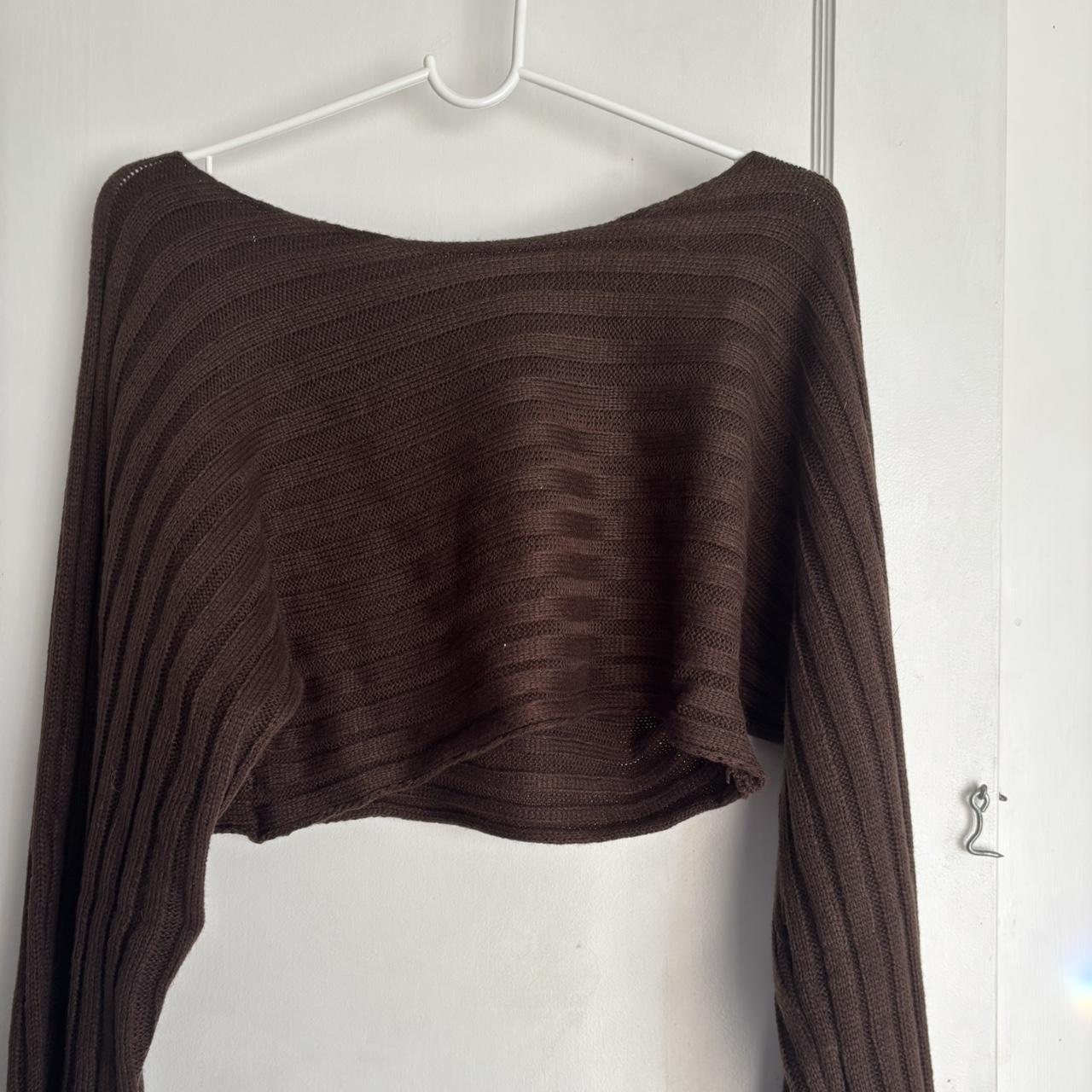 off the shoulder small brown cropped sweater - Depop