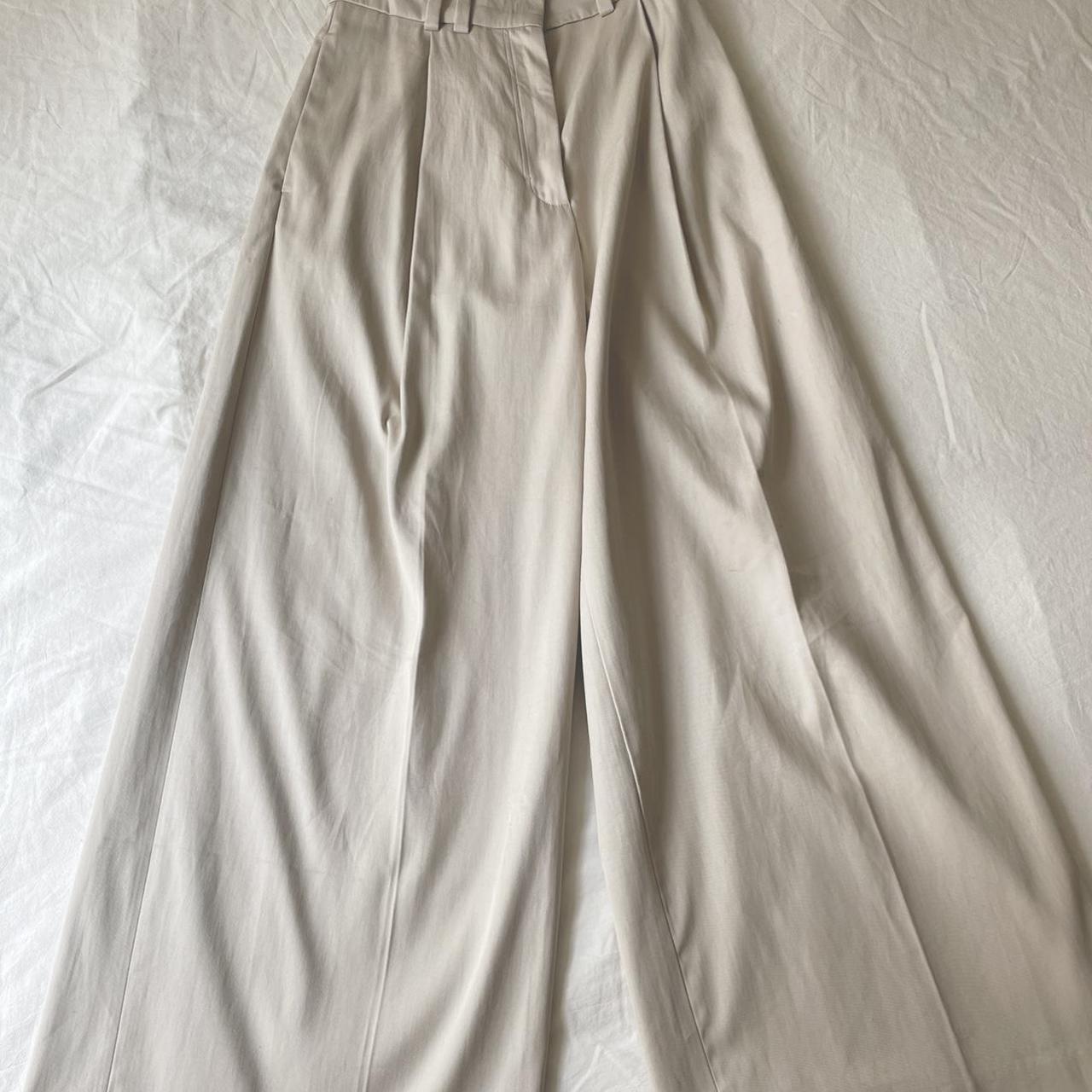 COS WIDE-LEG TAILORED PANTS Color: Beige... - Depop