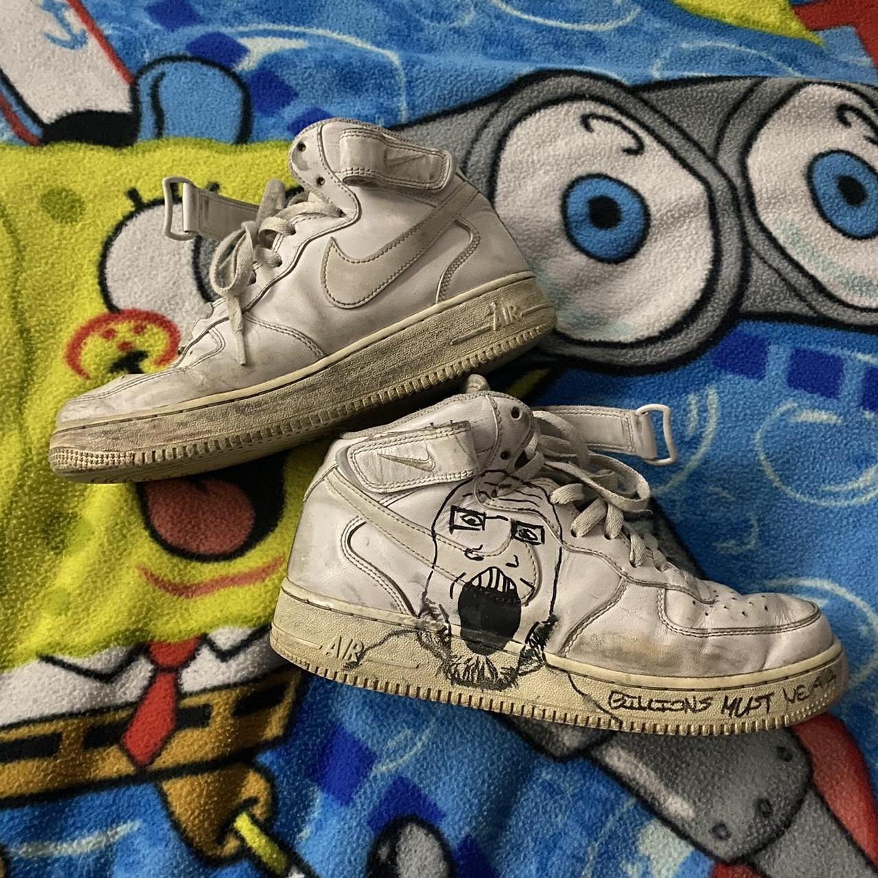 Beat the Fuckd up White AF1 Hightop NIKE x Soyjak... | Depop